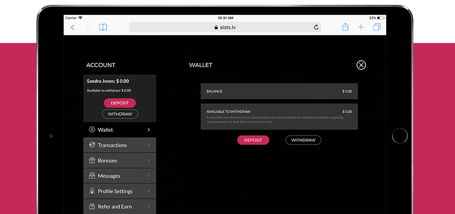 Slots.lv - Features Page